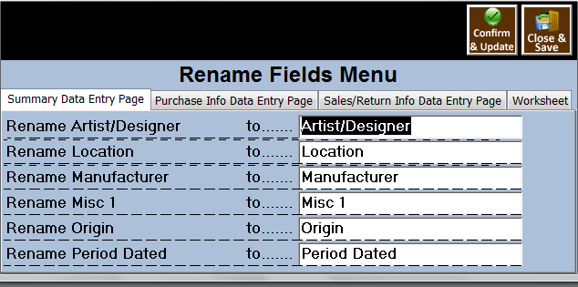 Antique Mall POS Software Prep Menu